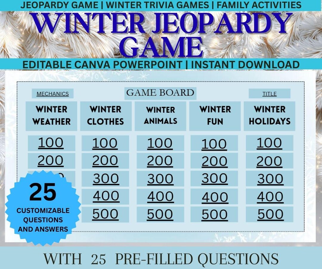 Editable Winter Jeopardy Game Powerpoint, Classroom Activity, Group ...