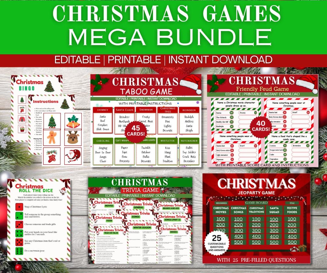 Printable Christmas Games Mega Bundle, Holiday Party Activities ...