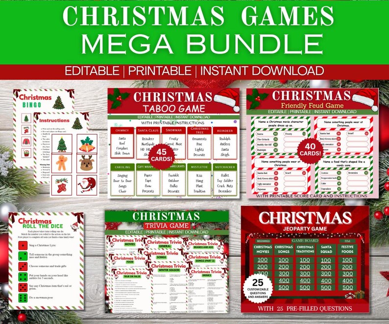 Printable Christmas Games Mega Bundle, Holiday Party Activities ...