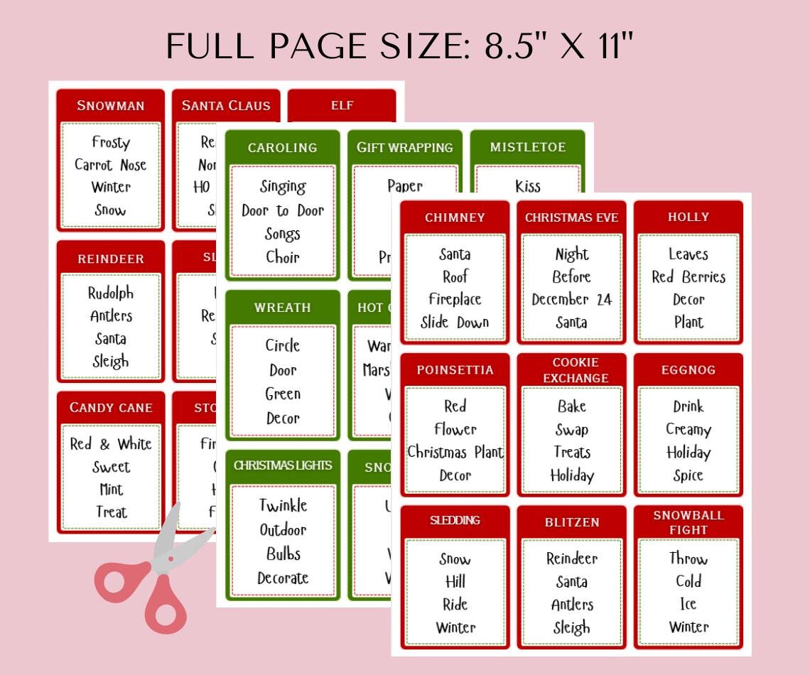 Printable Christmas Taboo Game, Holiday Party Games, Forbidden Words ...