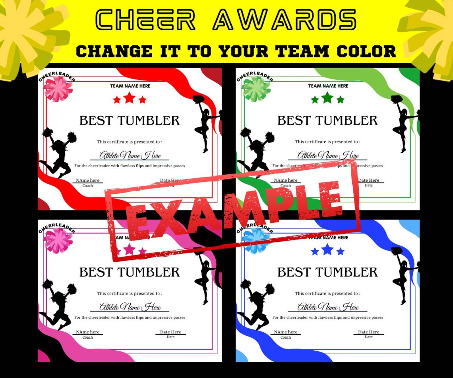 Editable Cheerleading Awards Templates: 80+ End of Year Banquet Awards ...