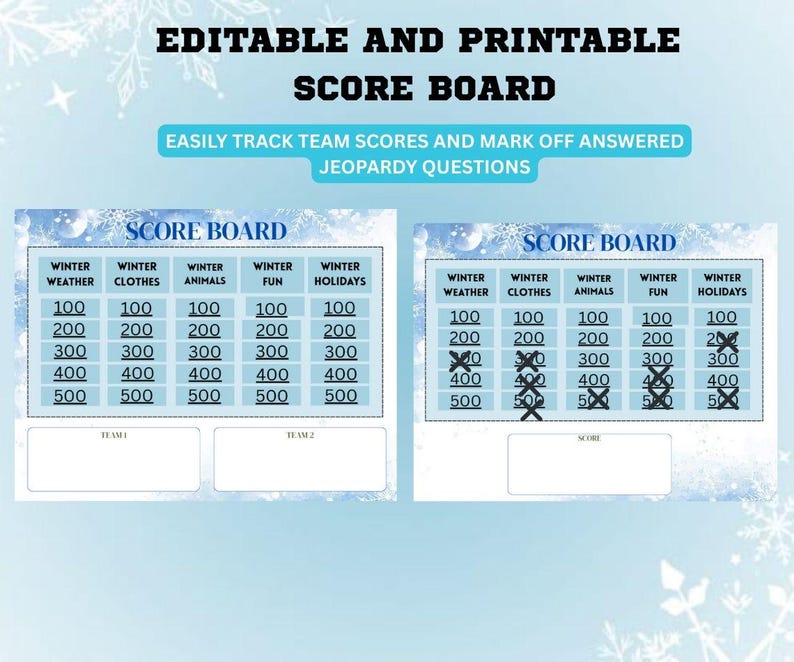 Editable Winter Jeopardy Game Powerpoint, Classroom Activity, Group ...