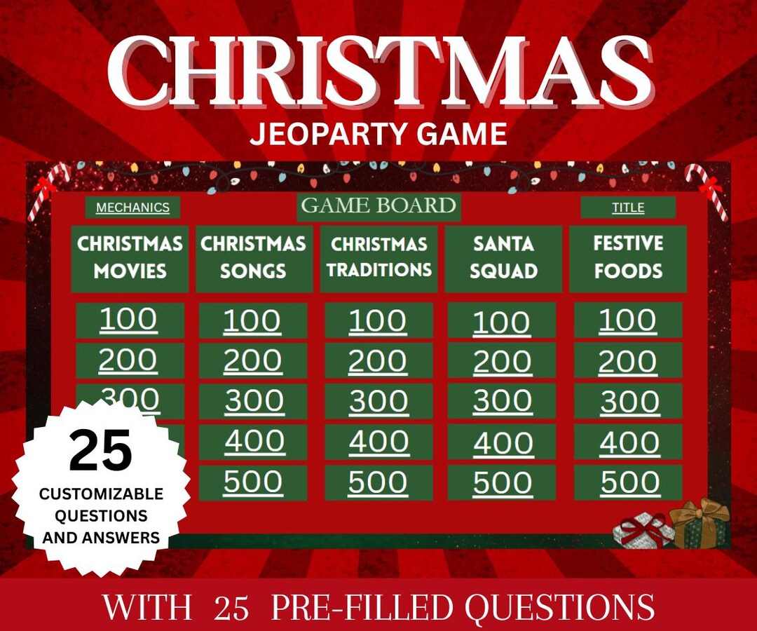 Editable Christmas Jeopardy Game Powerpoint, Christmas Trivia Questions ...
