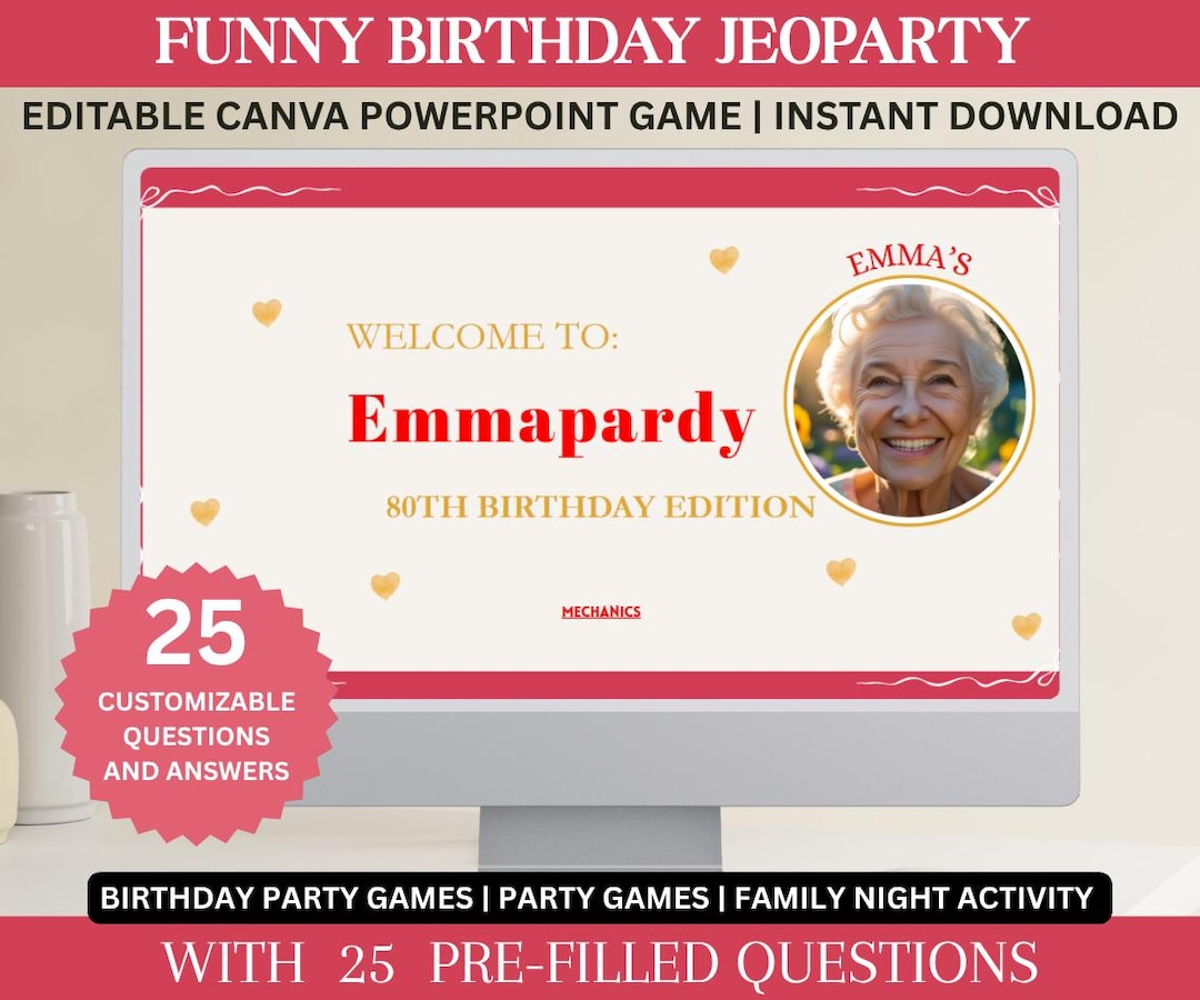 Editable 80th Birthday Jeopardy Game: Printable Trivia (PDF Scoreboard ...