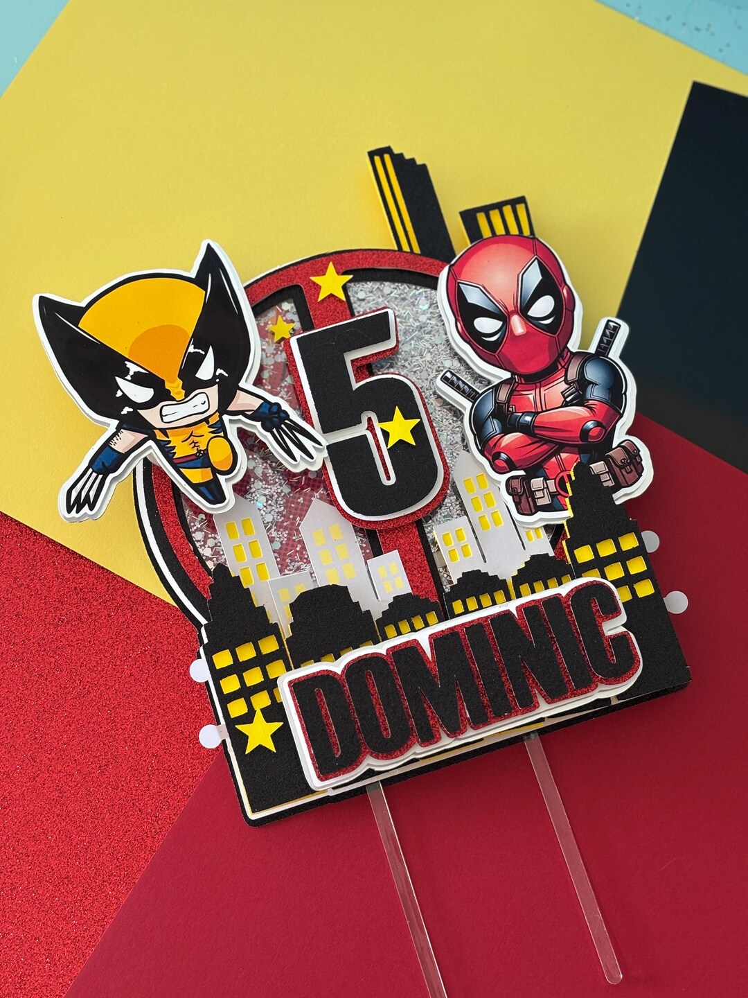 Wolverine & Deadpool Cake Topper / Superhero Shaker Cake Topper - Etsy