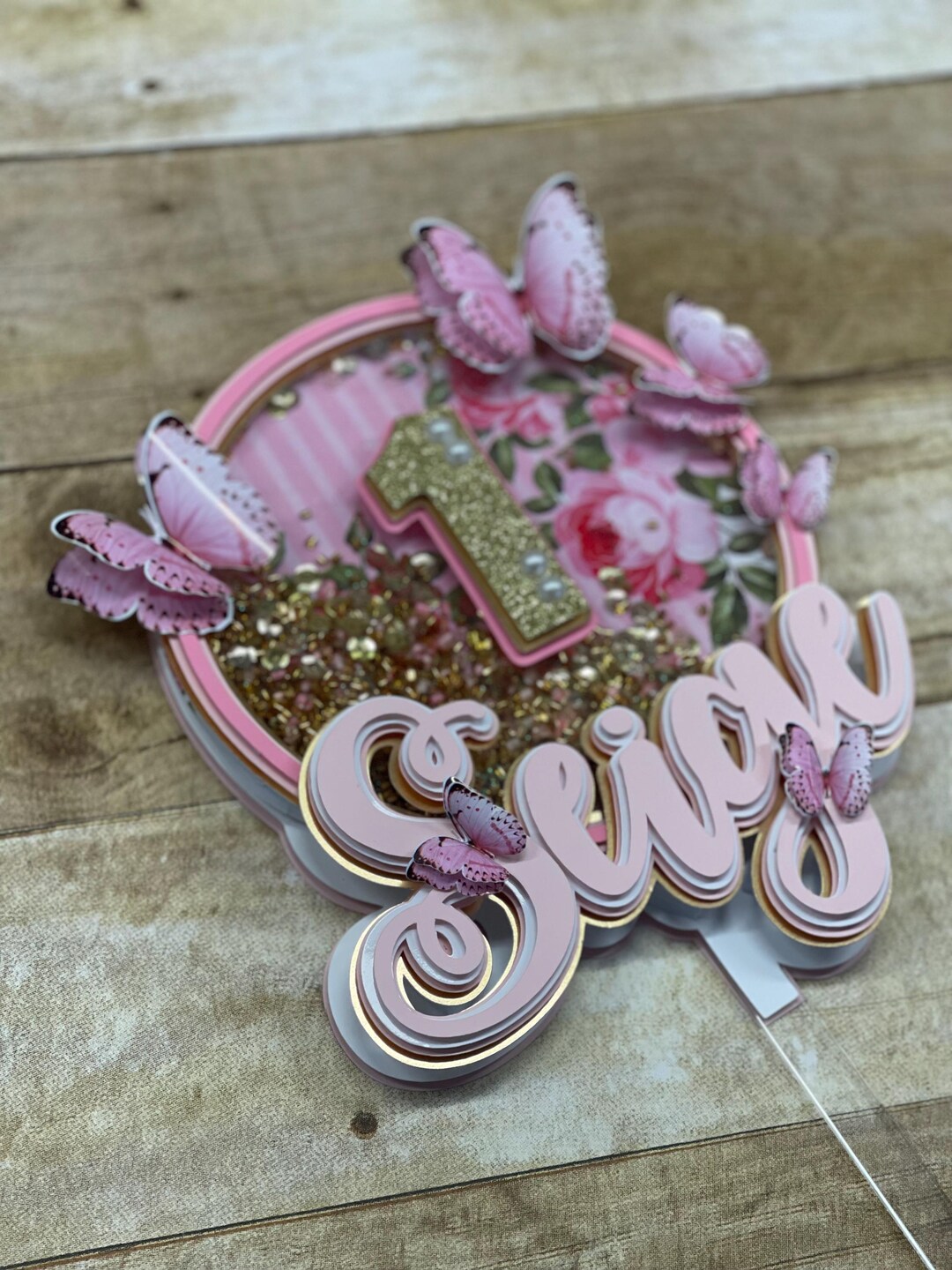 Butterfly Cake Topper With Shaker/3d Cake Topper With Flowers and ...