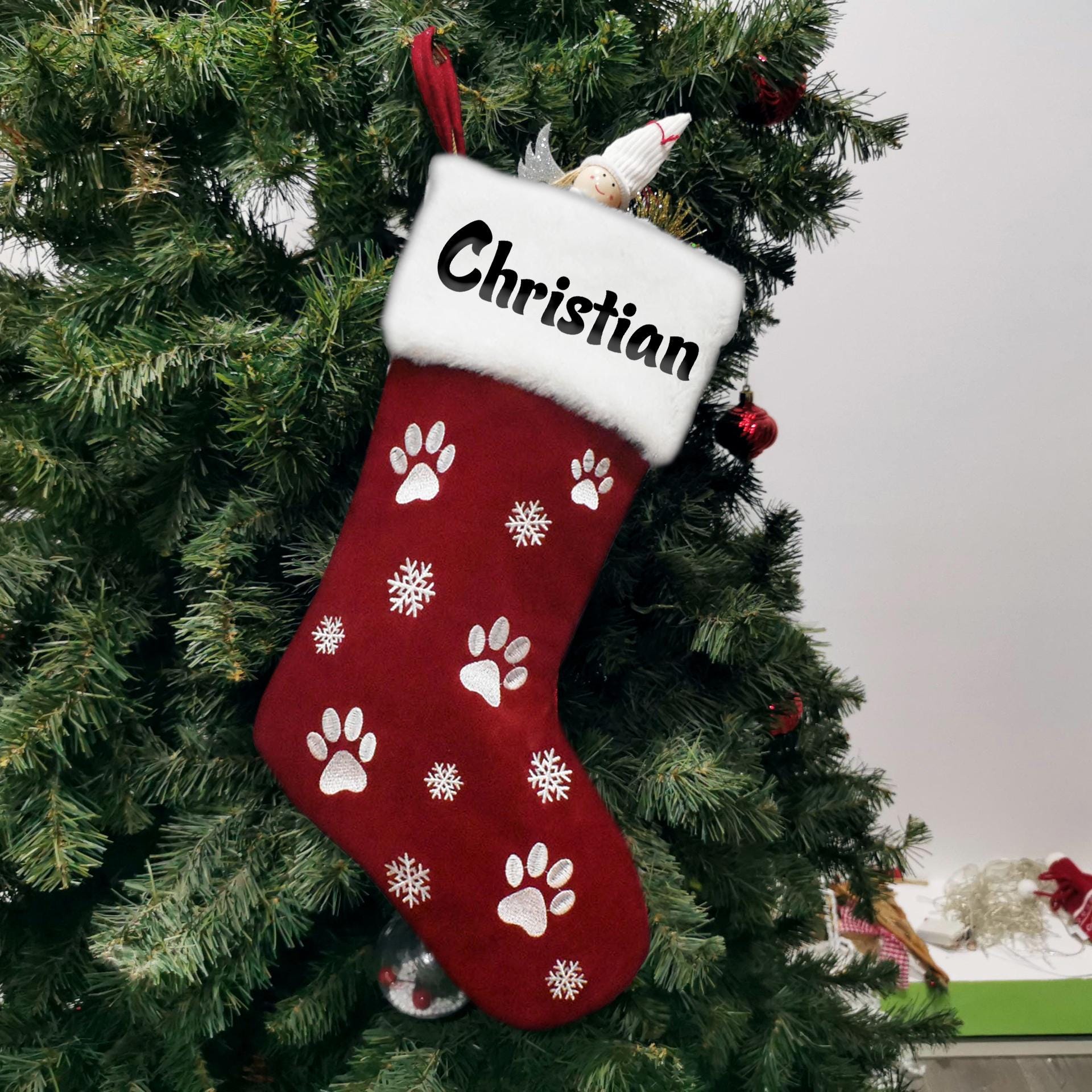 Personalized Paw Christmas Stockings, Custom Family Stockings With Name ...