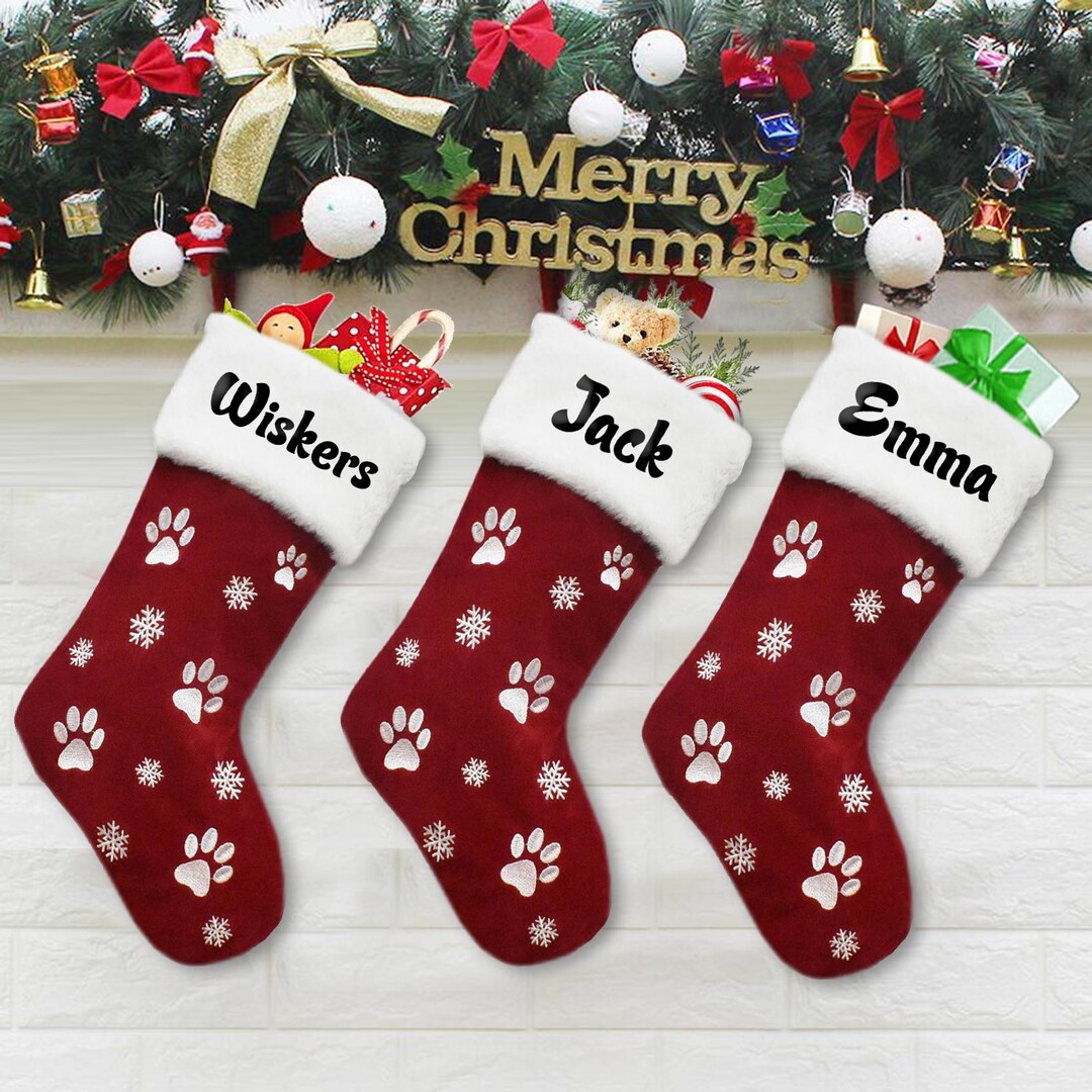 Personalized Paw Christmas Stockings, Custom Family Stockings With Name ...