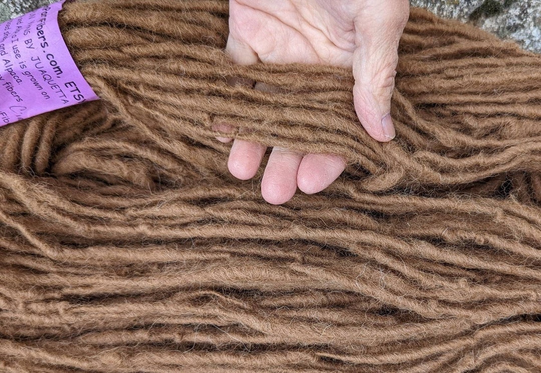 Handspun Art Yarn Alpaca Cinnamon From a Local Farm Corespun Natural ...