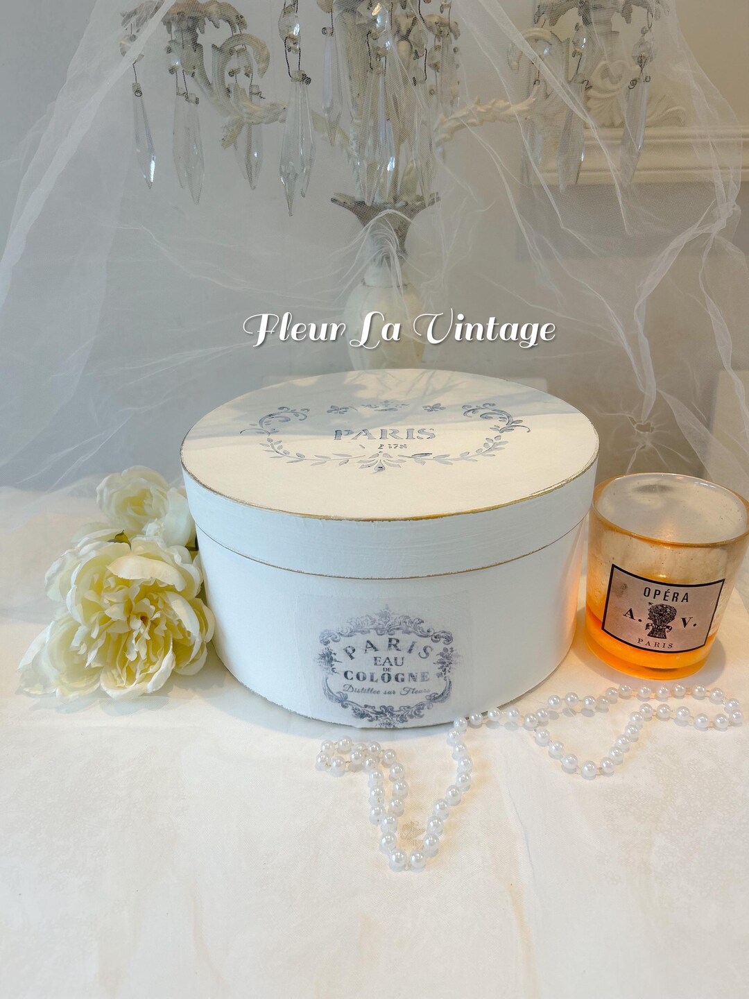Boudoir Parisian Style Antique White Shabby Chic Decorative Storage Box ...