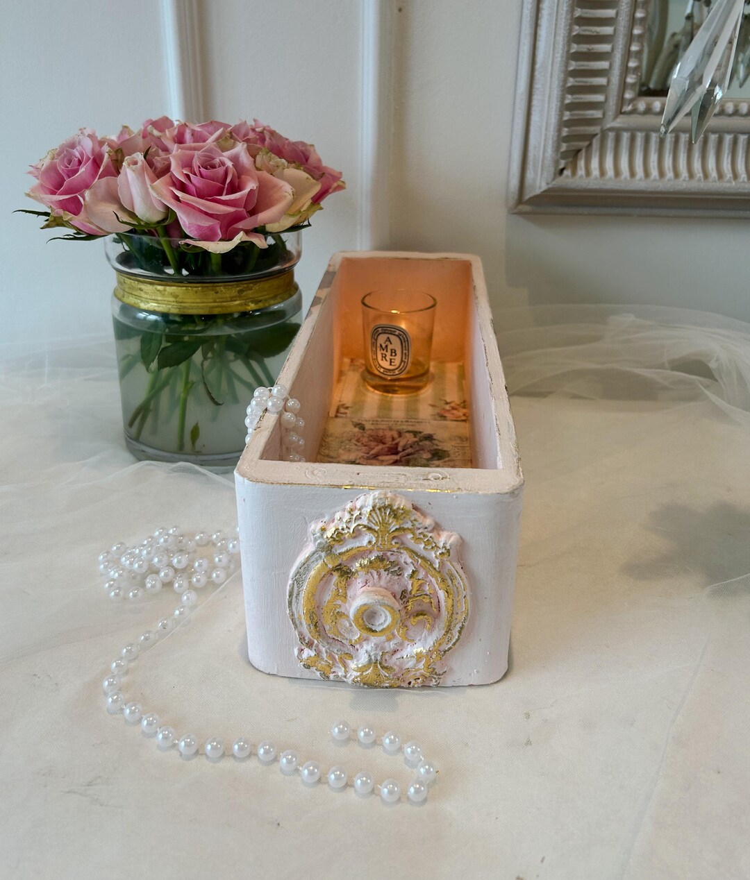 Antique Singer Sewing Machine Drawer , Faded Pink ,kitchen Tidy , Card ...