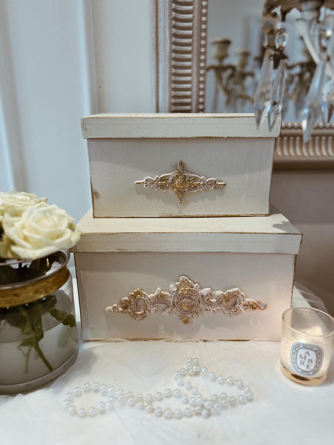 French Style Storage Boxes Oblong in Old Beige -faded Pink - Etsy UK