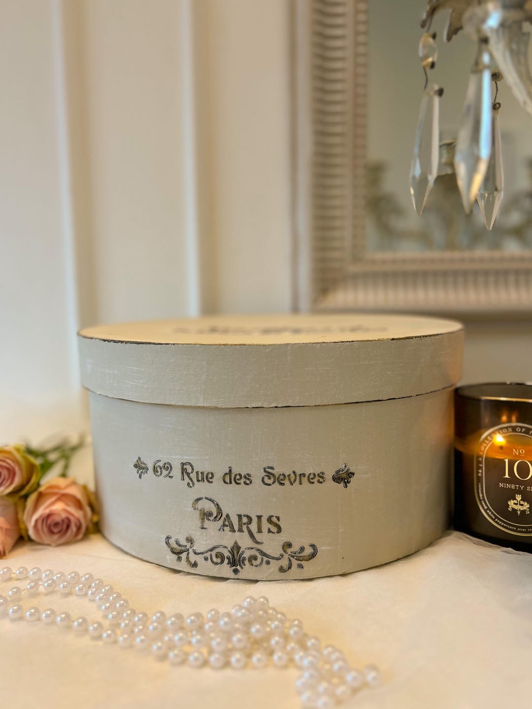 Parisian Chateau Color French Style Decorative Storage - Hat Box Hand ...