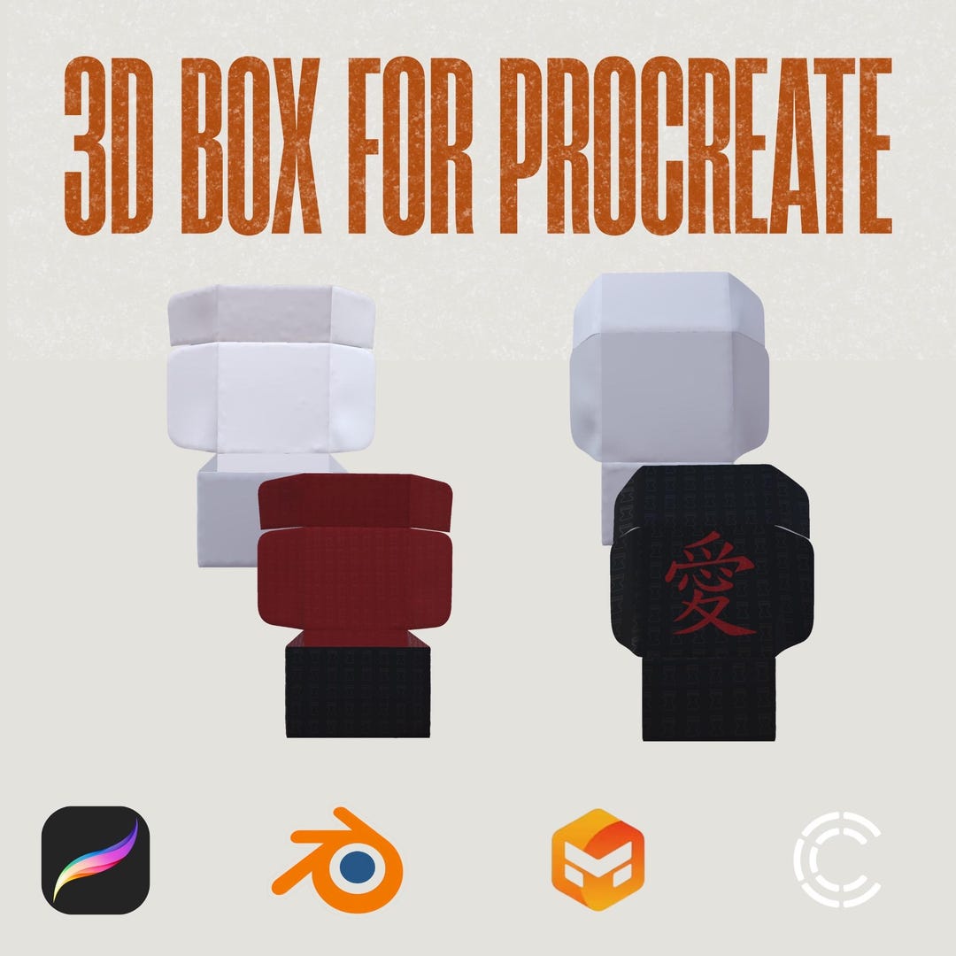 3D Box Mockup for Procreate on iPad | OBJ, Blender, FBX, Zprj, PSD ...