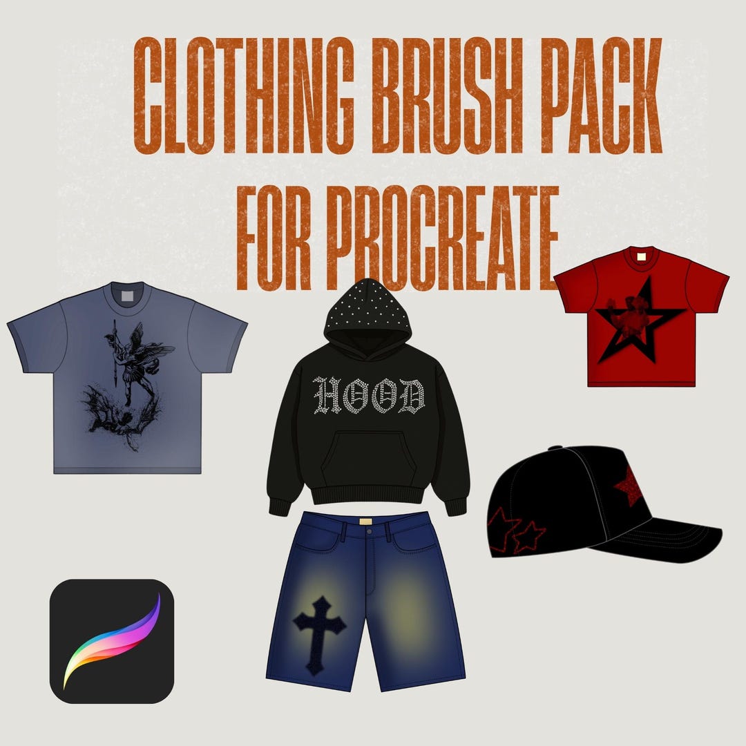 Procreate Fashion Brush Pack 75+ Clothing and Streetwear Design Brushes ...