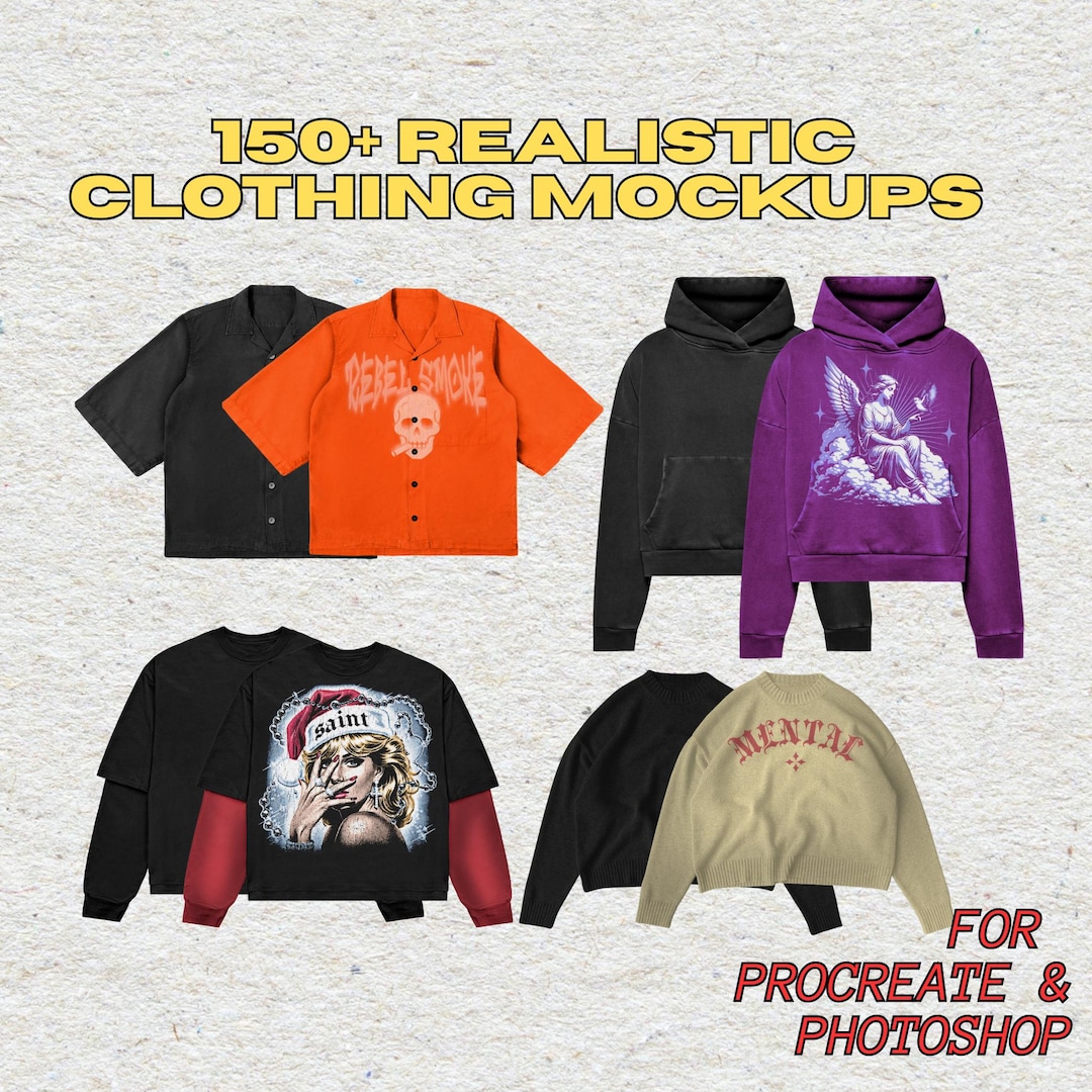 Realistic Clothing Mockup Bundle | 157 PSD & PNG Apparel Templates for ...
