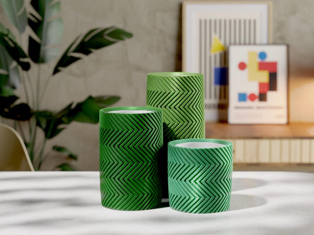 3D Printed Herringbone Tall Planter: Modular Evolveplanter System - Etsy