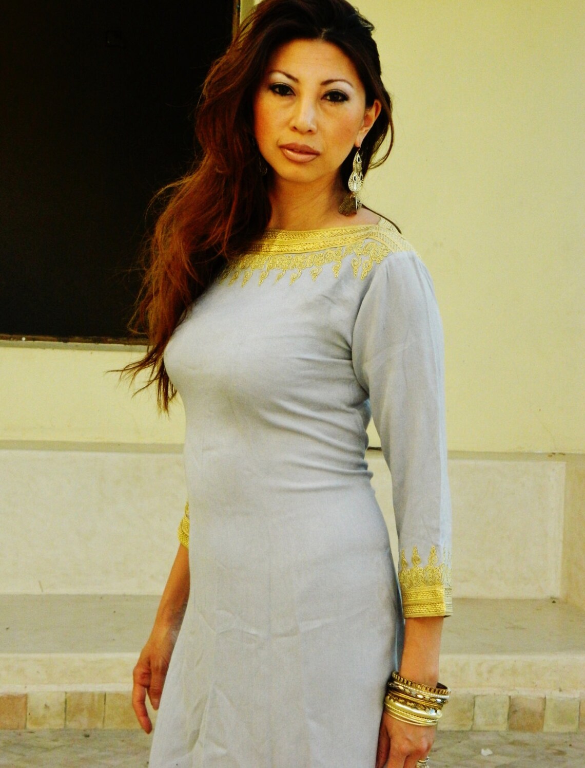 Light Grey Tunic Dress-reina Style Valentines Day Birthdays - Etsy