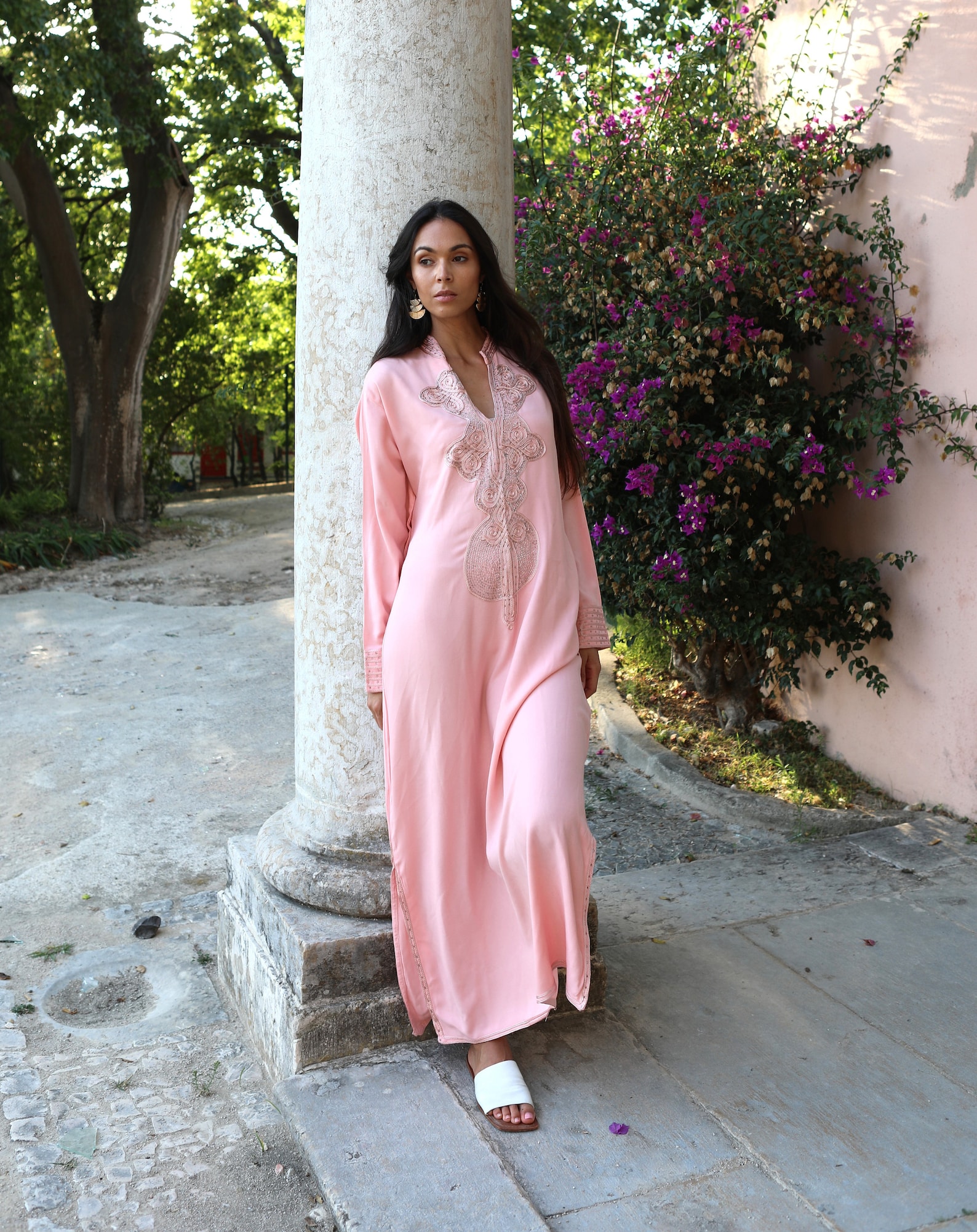 Gift for Mom,dress Champagne Pink Aisha Marrakech Bohochic Kaftan ...