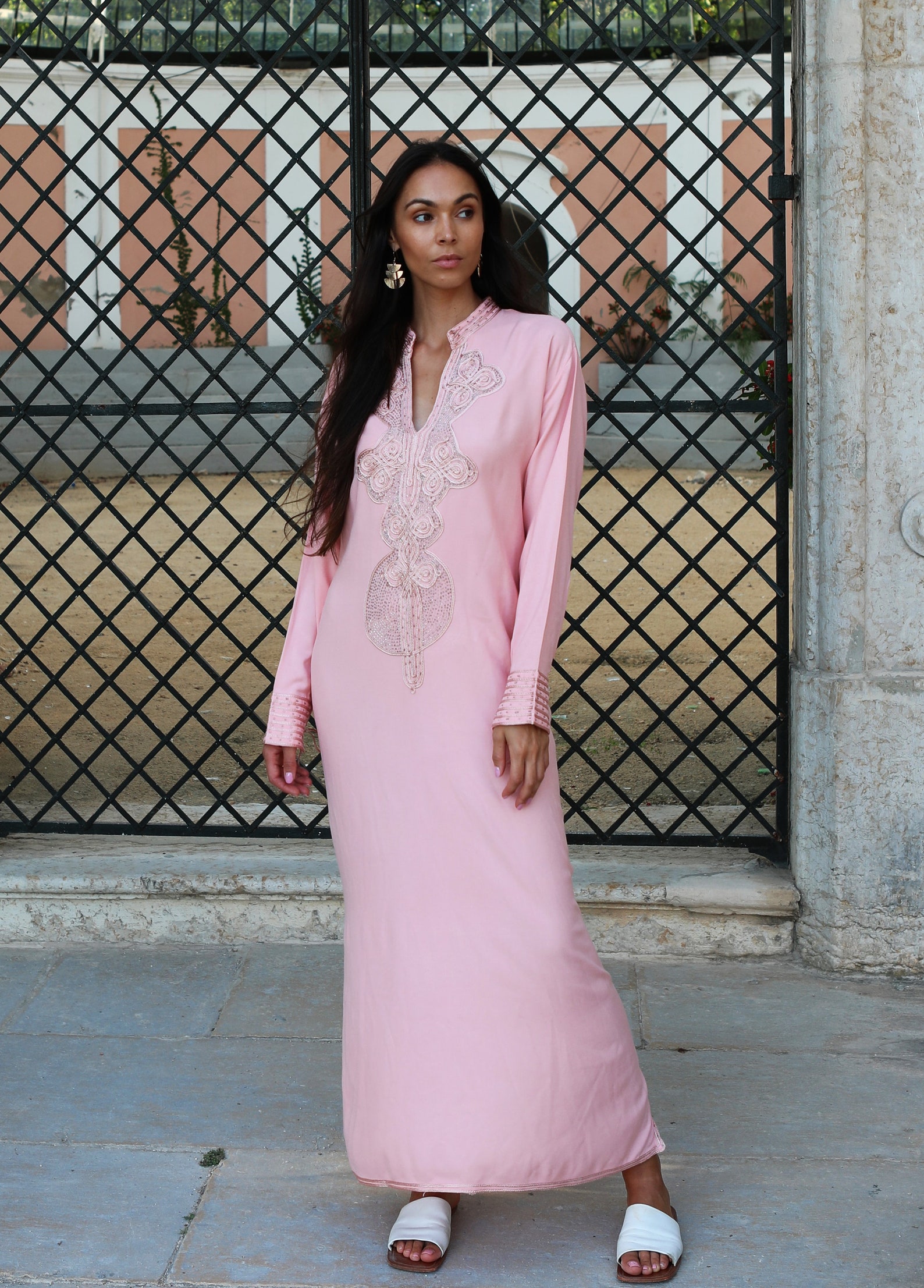 Gift for Mom,dress Champagne Pink Aisha Marrakech Bohochic Kaftan ...