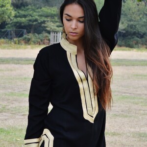 Winter Trendy Tunic Black With Golden Embroidery Mariam- Resort Tunic ...