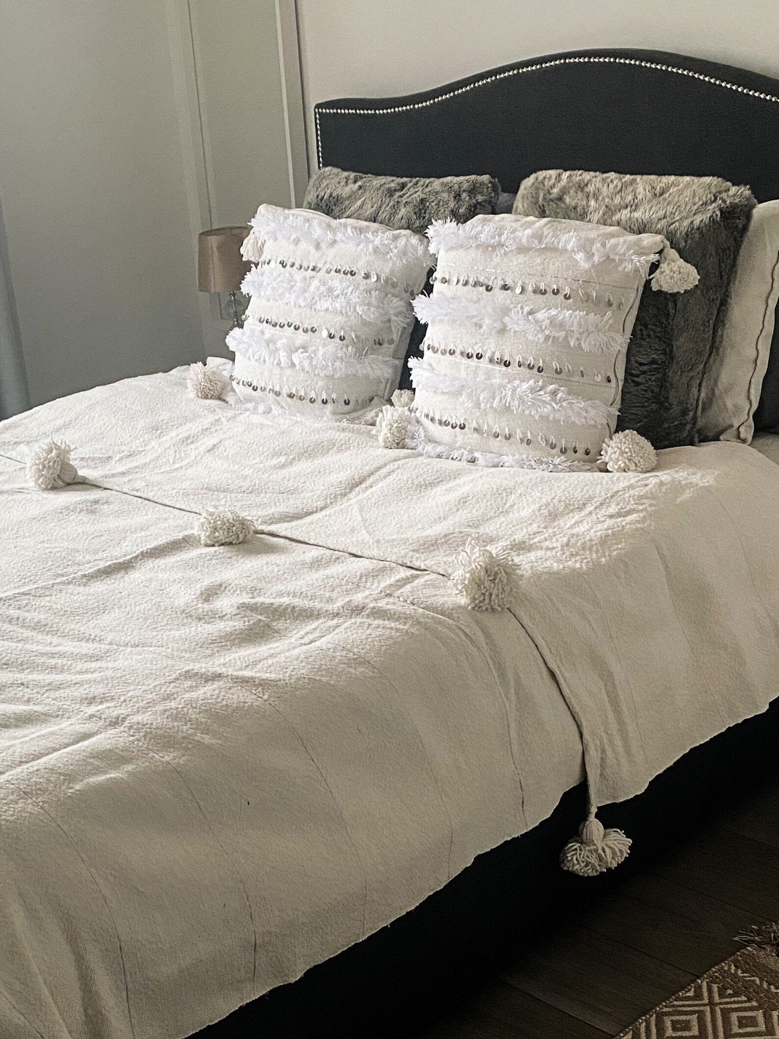 Moroccan White Handira Bed Cushions, Pillows, Bed Pillows, Wedding Gift ...