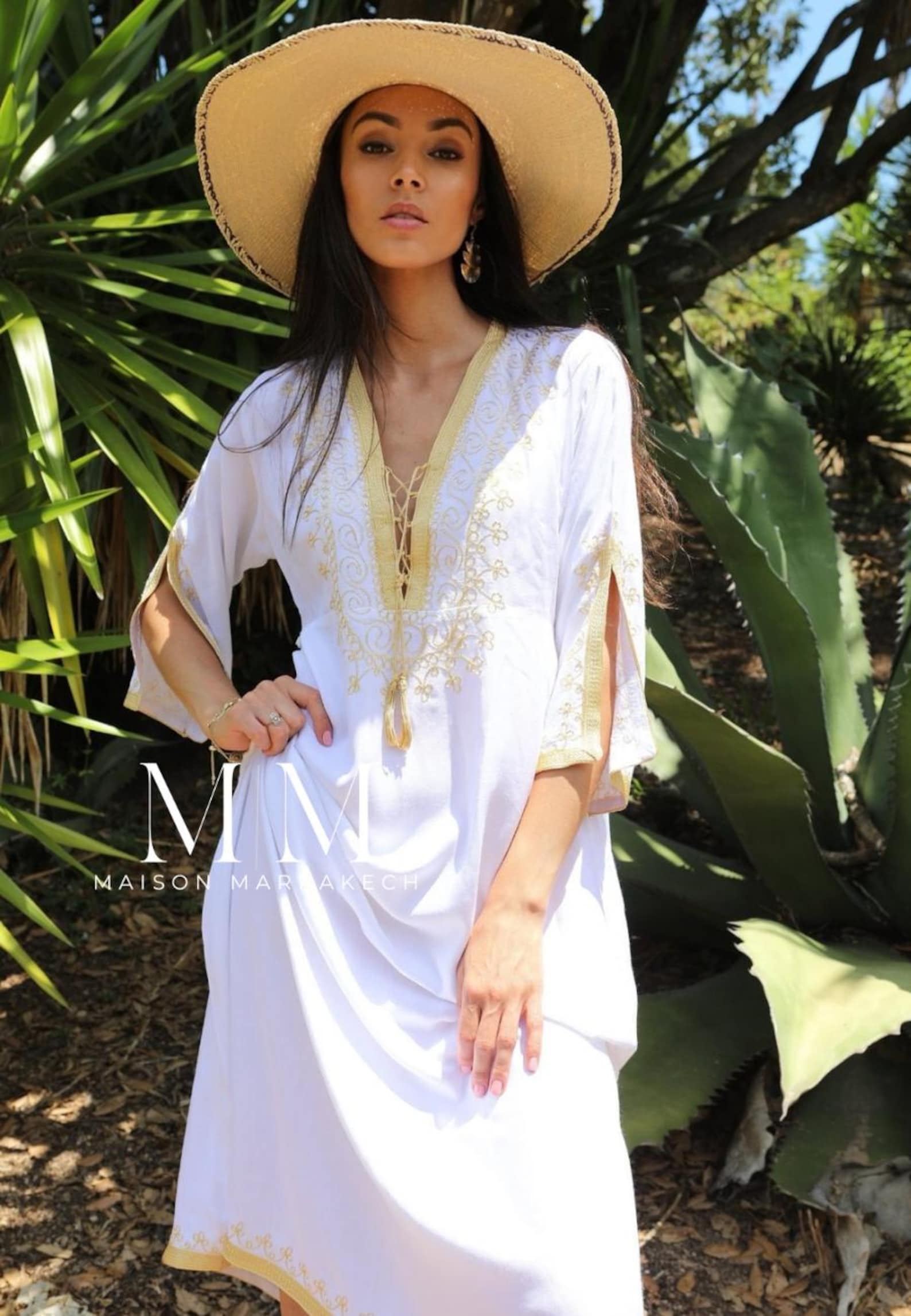 Winter White Gold Kaftan-caftan,lounge Dress,bohemian,home Dress,home ...