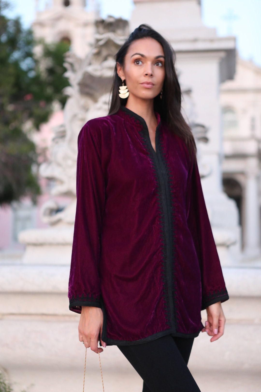 Plum Velvet Luxury Jacket Black Embroidery-nadia-bohemian, Jacket ...