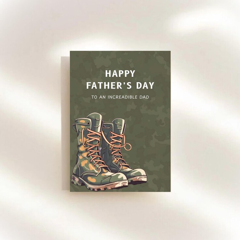 Military Father's Day Card Template, Editable 5" X 7" Printable Design ...