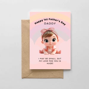 Happy 1st Father's Day Card Template, Baby Boss Girlish Theme, Editable ...