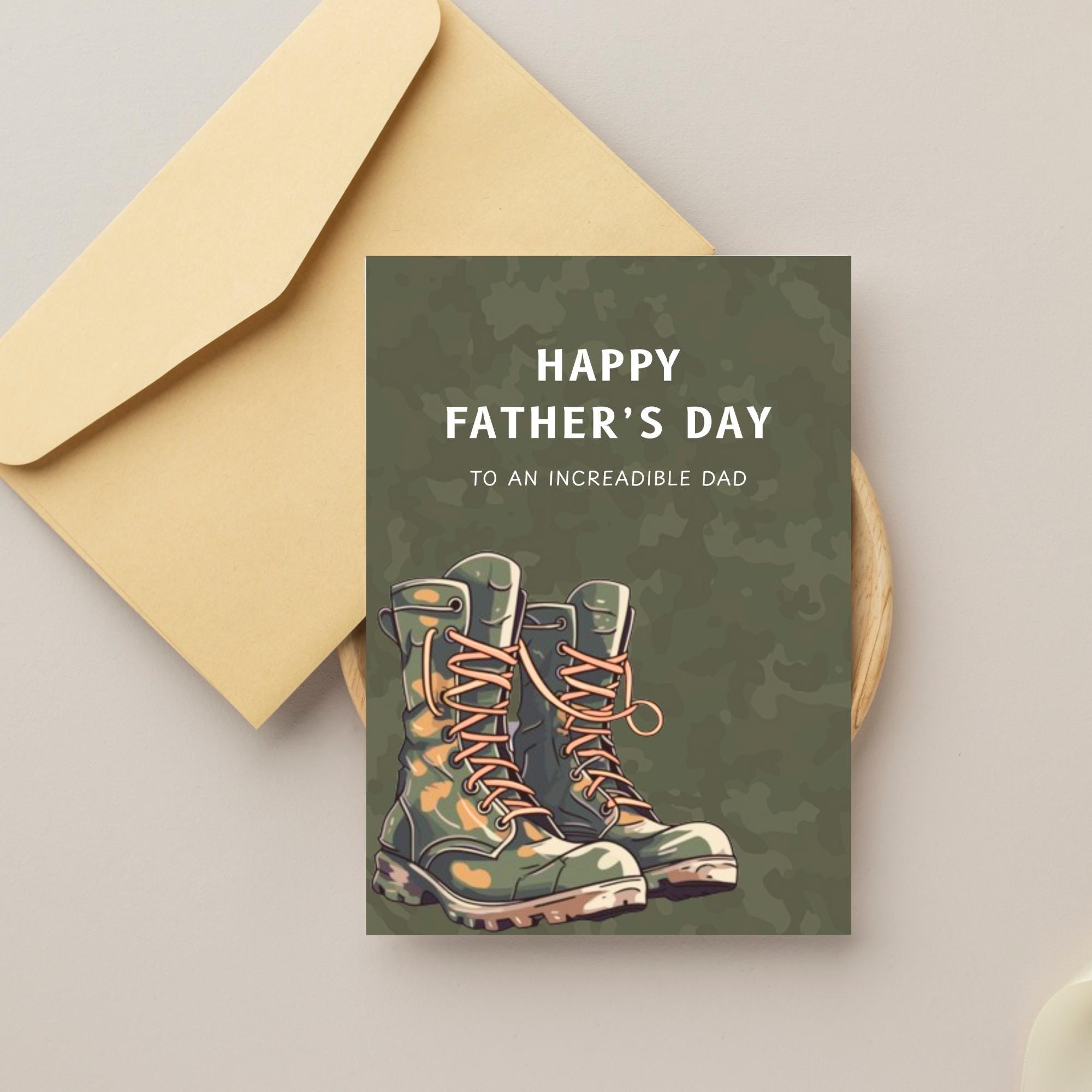 Military Father's Day Card Template, Editable 5" X 7" Printable Design ...