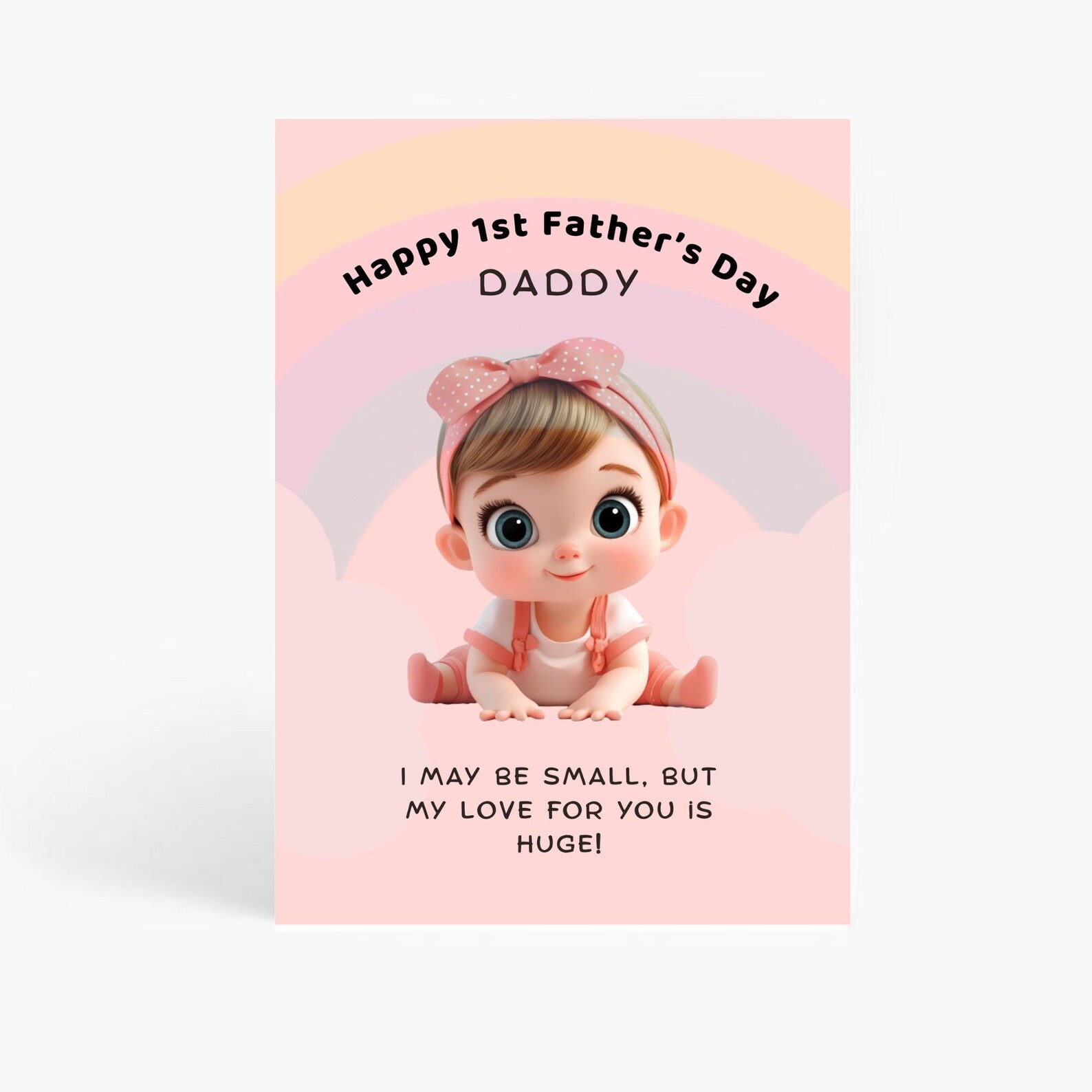 Pink Theme Happy 1st Father's Day Card Template, Baby Boss, Editable ...