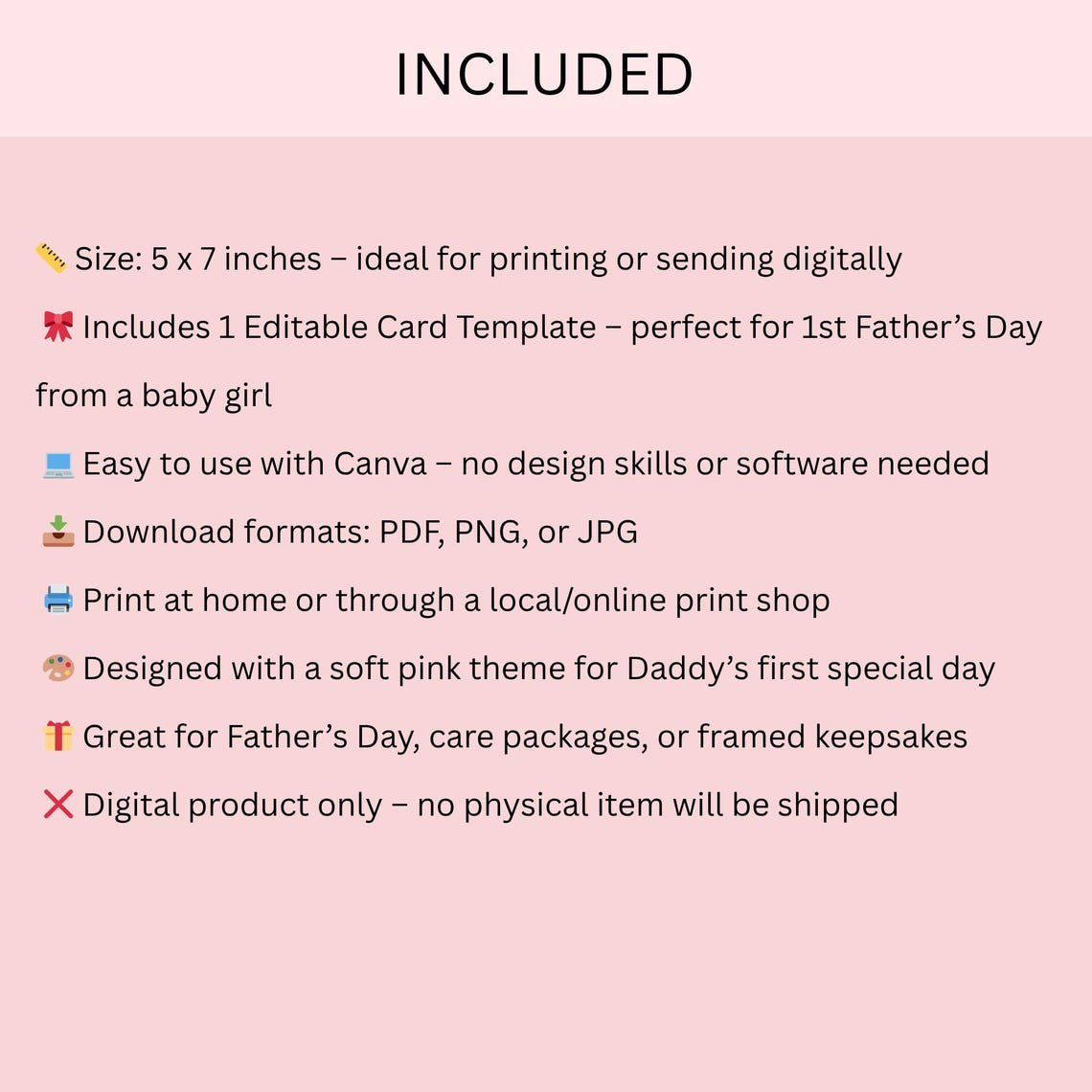 Pink Theme Happy 1st Father's Day Card Template, Baby Boss, Editable ...