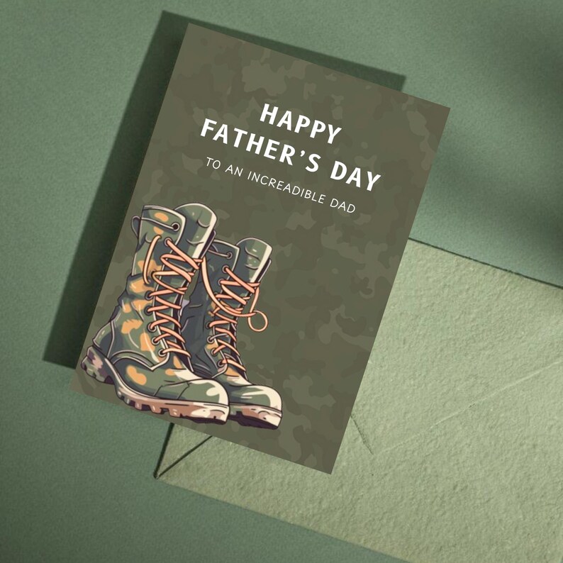 Military Father's Day Card Template, Editable 5" X 7" Printable Design ...