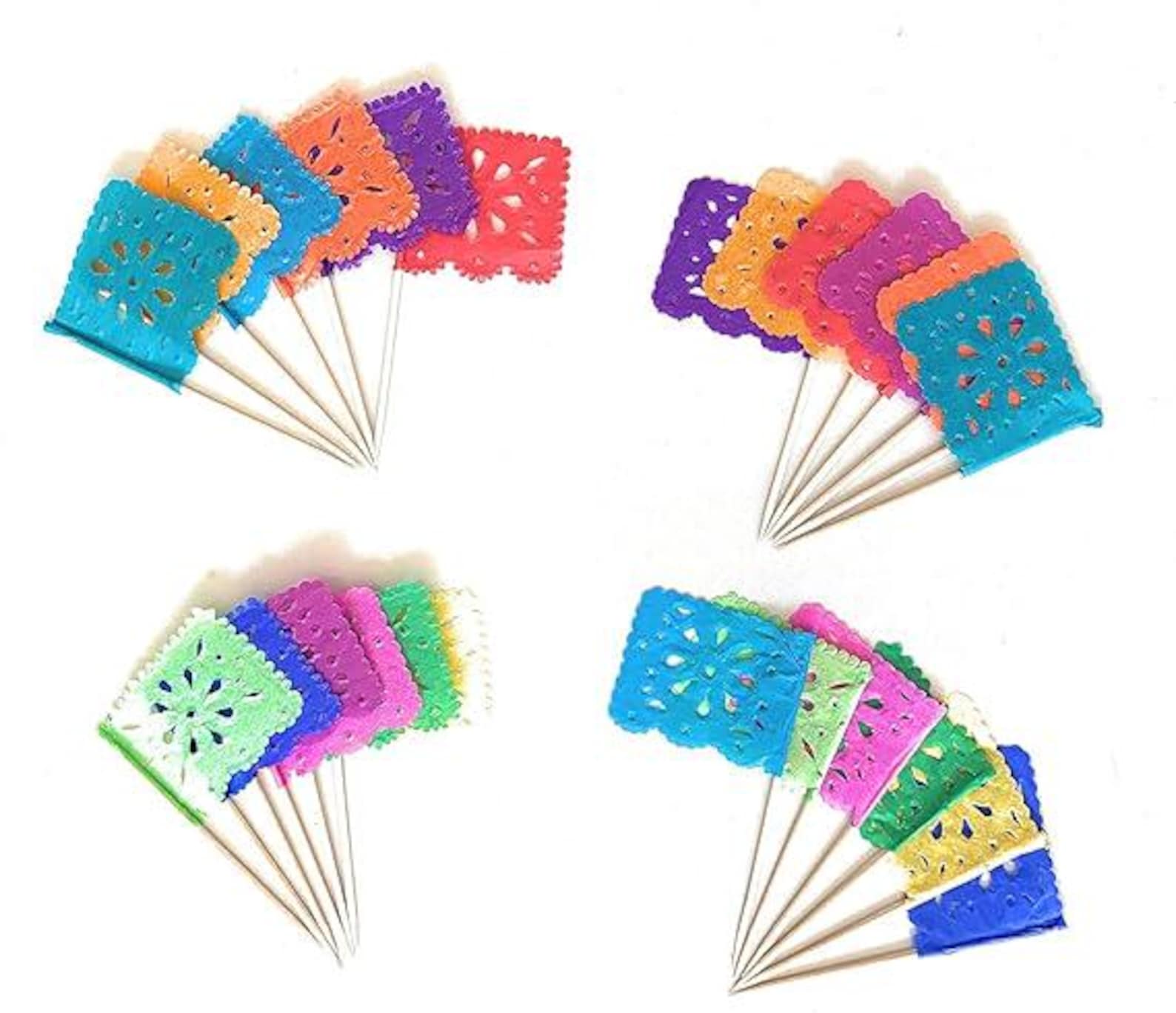 Set of 24 Pcs Multi-colored Mini Mexican Paper Papel Picado Tissue ...