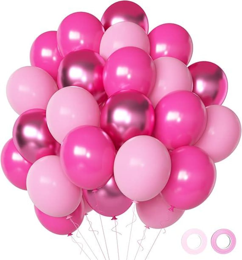 Pink Balloons Metallic Pink Balloon, 50pcs 12inch Hot Pink Chrome Pink ...