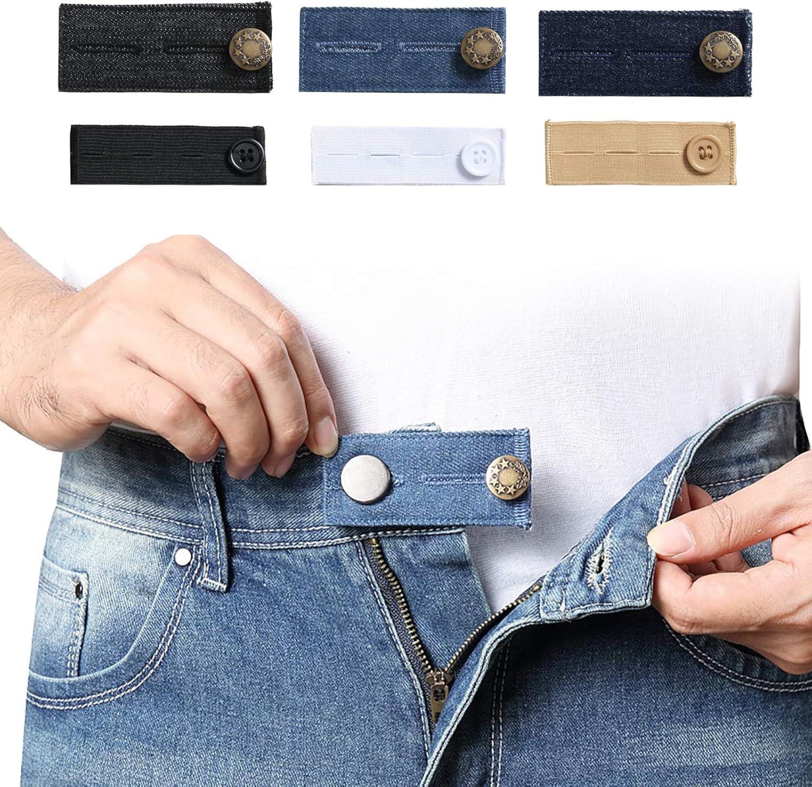 Denim Waist Extenders for Men and Women(6 Pack), Adjustable Waistband ...