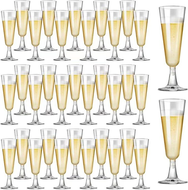 Plastic Champagne Flutes 40 Pack Disposable Champagne Glasses 5.5 Oz ...