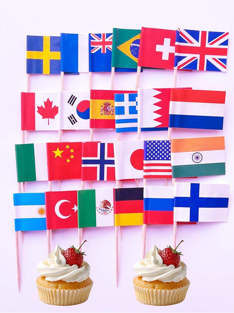 24 Countries Flag National Cupcake Topper Flags Banner Mini Small ...