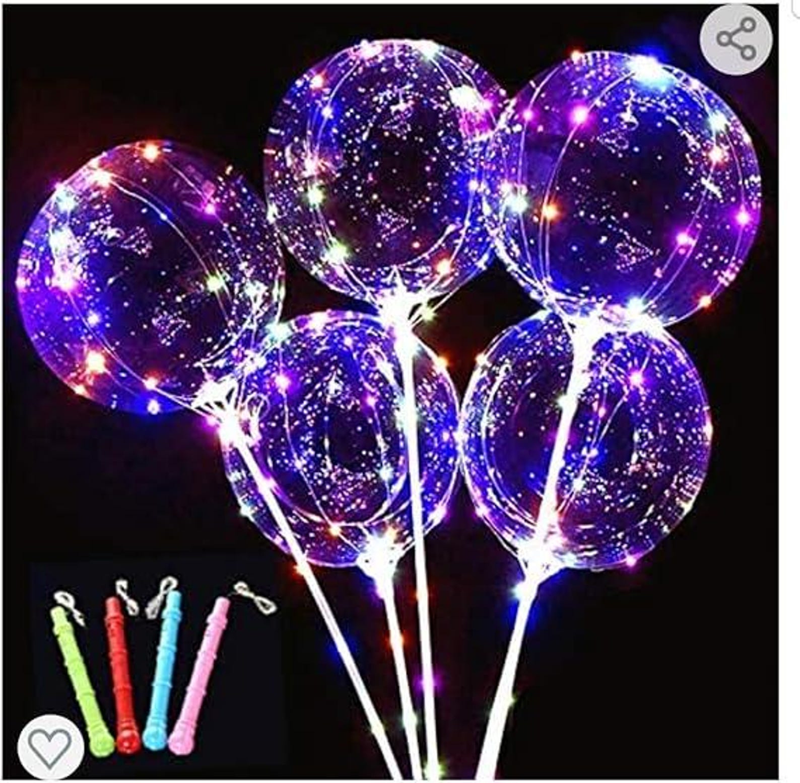 10 Pack LED Bobo Balloons With Stick and Pump,transparent LED Light up ...