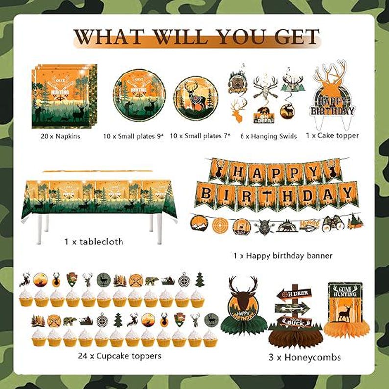 Hunting Birthday Party Decorations, Hunting Party Tablecloths Plates ...