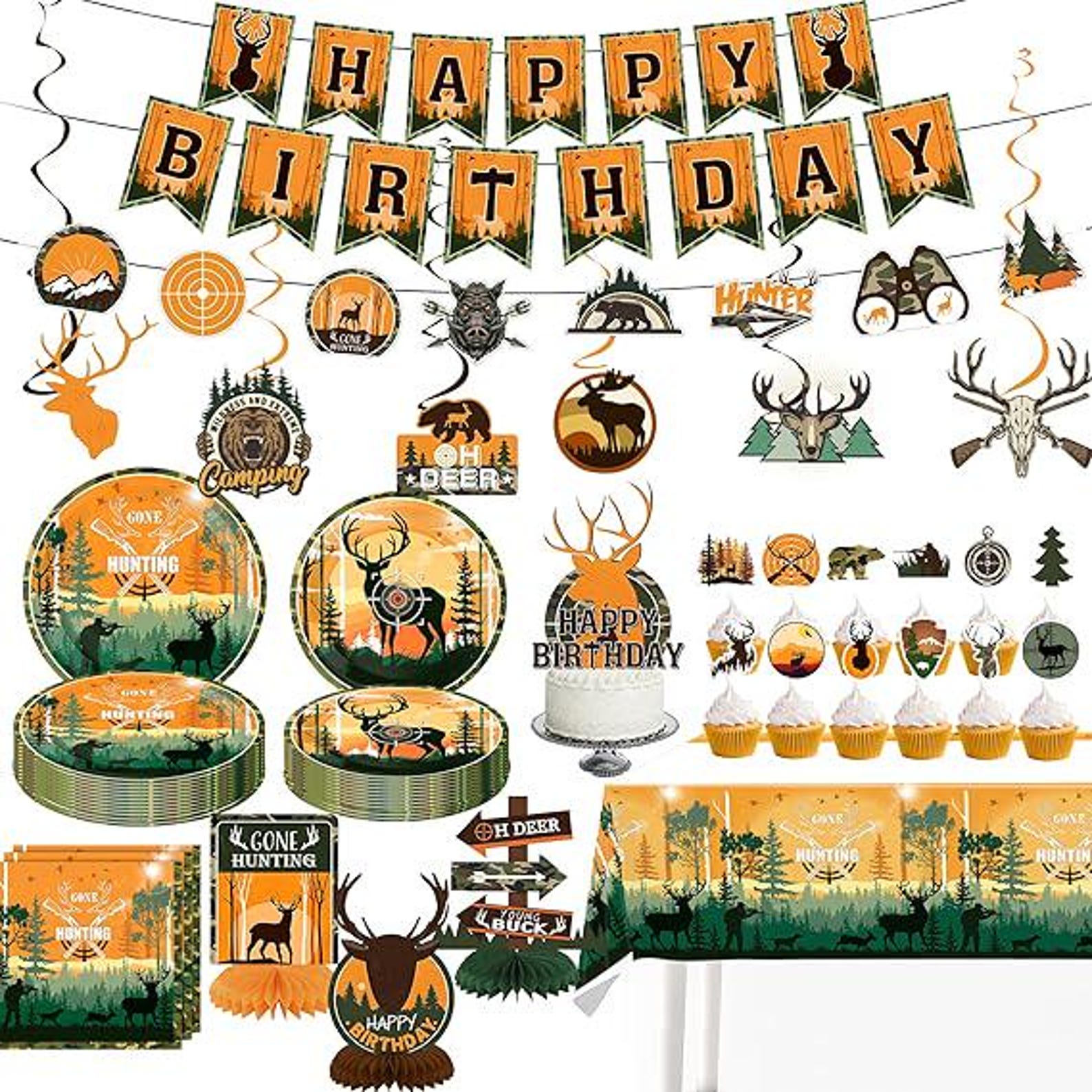 Hunting Birthday Party Decorations, Hunting Party Tablecloths Plates ...
