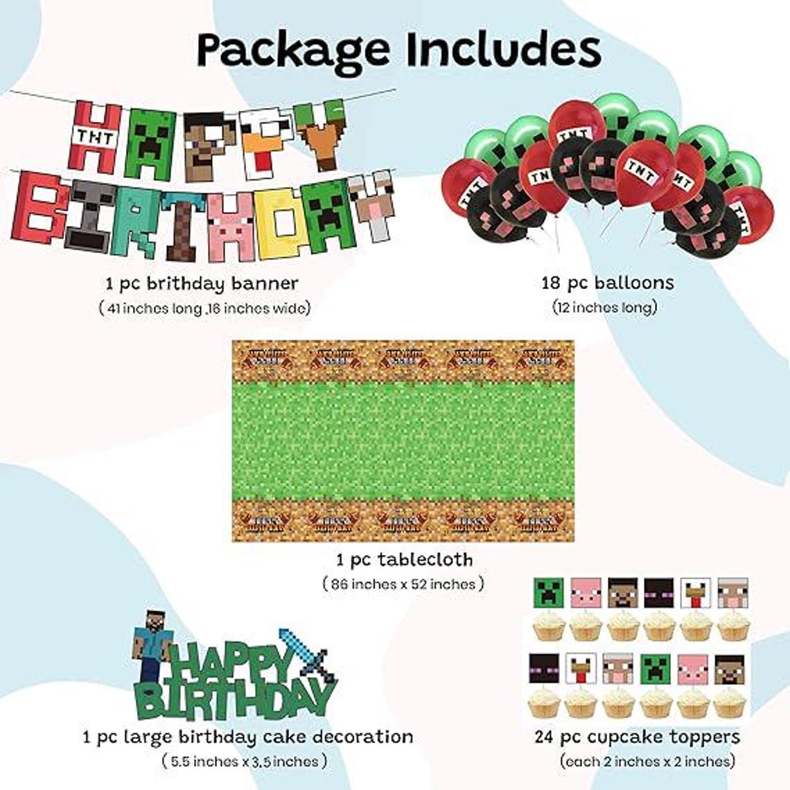 Pixel Birthday Decorations, Party Decorations, Birthday Party Supplies ...