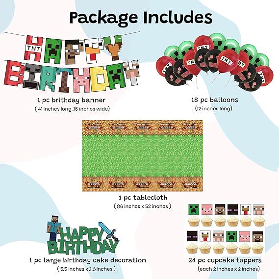 Pixel Birthday Decorations, Party Decorations, Birthday Party Supplies ...