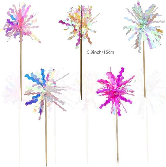 10 Pcs Happy Birthday Cake Toppers Foil Firework Cupcake Toppers ...