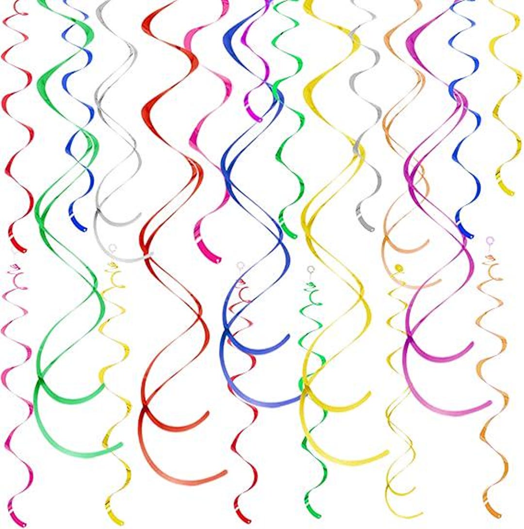 Colorful Ceiling Swirl Foil Decorations Hanging Plastic Streamer Themed ...