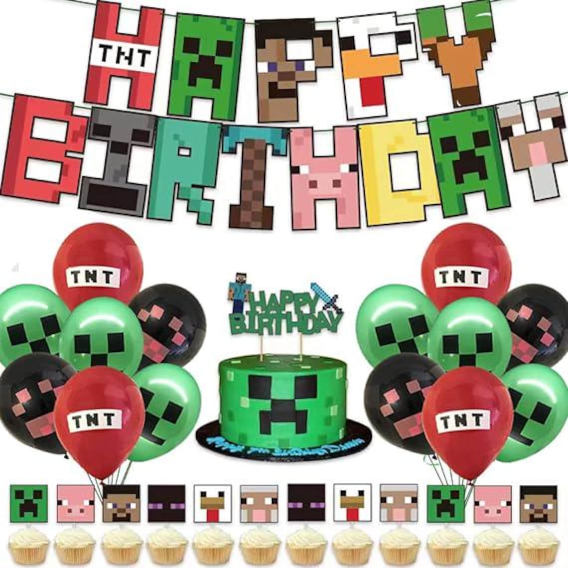 Pixel Birthday Decorations, Party Decorations, Birthday Party Supplies ...