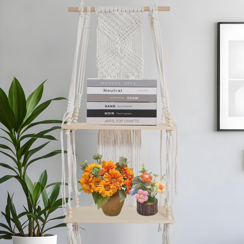 Macrame Bookshelf - Etsy
