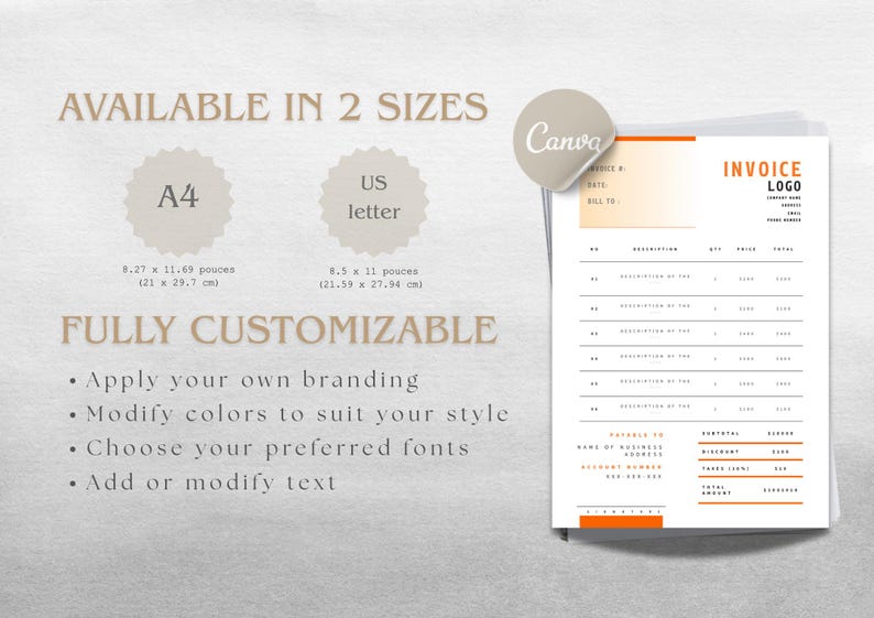Invoice Template - Editable - Etsy