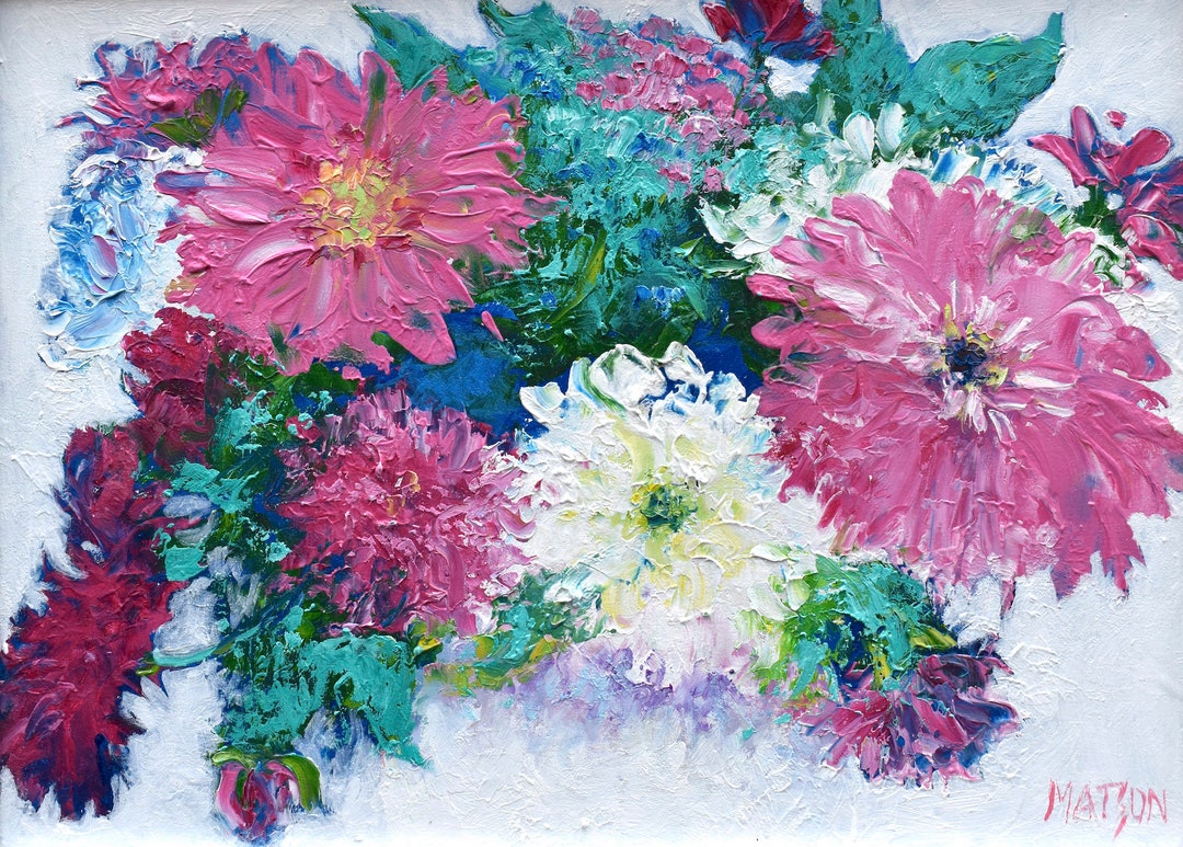 Chrysanthemums, Framed Still Life Oil Painting, Flower Painting ...